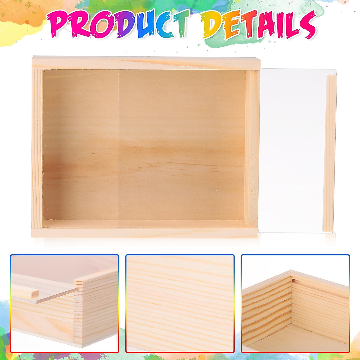 Thyle 12 Pcs Unfinished Wood Boxes, 6.3 x 4.9 x 1.8 Inch Small Rectangle Crates Wooden Box with Lid for DIY Birthday Party Favor Gift Supplies