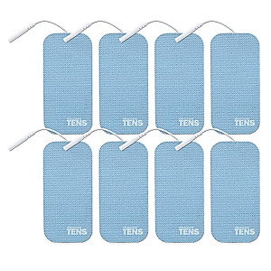 TENS Wired Electrodes Compatible with HealthMateForever, 8-2 inch x 4 inch Premium HealthMate Compatible Replacement Pads for TENS Units, Discount TENS Brand (2 inch x 4 inch 8 Pack)