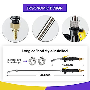 YJDayy 28 Inch Sprayer Wand Replacement Garden Sprayer Wand Adjustable Universal Pump Sprayer Wand with 3/8" Brass Barb Stainless Steel Pressure Washer Wand Shut off Valve with Hose Quick Connector