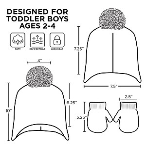 CoComelon Toddler Winter Hat and Mitten, Kids Beanie with Sherpa Lining Set, JJ, TomTom & Yoyo, for Ages 2-4