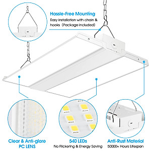 Yolovis 2 Pack 1.2FT LED High Bay Shop Light, 160W Linear Mini Shop Light, Super Bright 22000LM 138LM/W, 120-277V, 0-10V Dimmable, 5000K Daylight Hanging Light for Garage Workshop Warehouse
