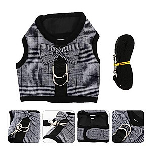 Cat Harness, Rabbit Harness with Leash Soft Mesh Vest Harness Clothes for Rabbit Ferret Bunny Kitten Guinea Pig Walking (S, Black)