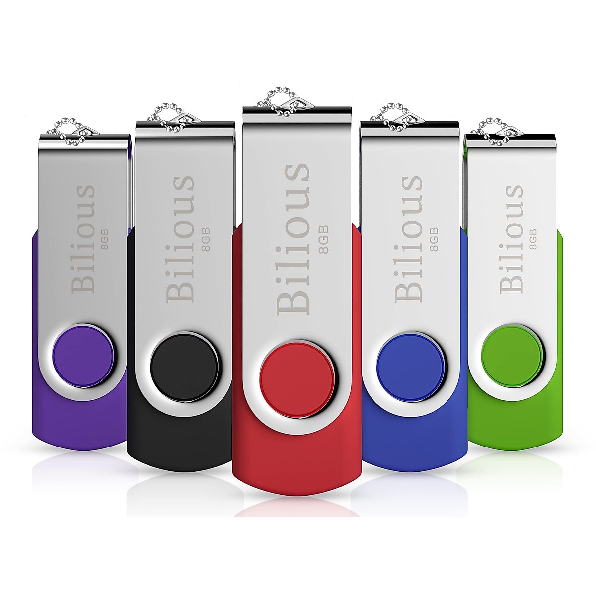 USB Flash Drive, Bilious Swivel Metal Style Thumb Drives with Led Indicator, Portable Fold Memory Stick Keychain Design U Disk (2GB, 10 Pack)
