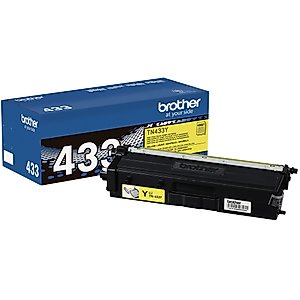 Brother Genuine High Yield Toner Cartridge, TN433Y, Replacement Yellow Toner, Page Yield Up to 4,000 Pages, Amazon Dash Replenishment Cartridge, TN433