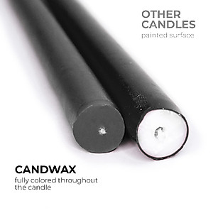 CANDWAX 10 inch Taper Candles Set of 4 - Tall Candles Unscented - Black Candles Tapered Candle Sticks Perfect as Household Candles or Dinner Candles - Coal Black Candles