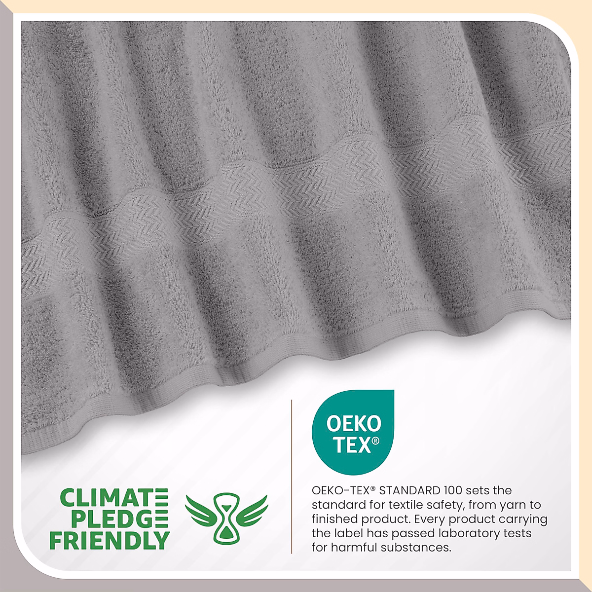 Martex 6-Piece Luxury 100% Cotton Towel Set | Quick Dry | Super Absorbent | Super Soft 100% Ringspun Cotton Towels | 2 Bath Towels | 2 Hand Towels | 2 Wash Cloths | Silver