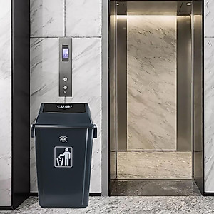 Ggbin 18 Gallon Plastic Swing Lid Trash Can, 4-Pack Large Kitchen Garbage Can with lid, Gray