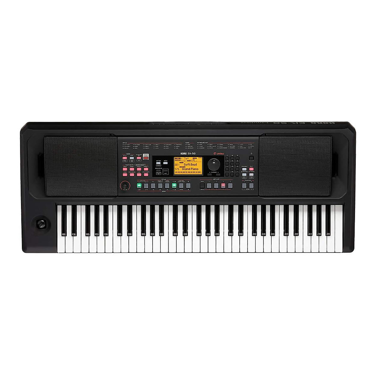 Korg EK50L Keyboard with High-Output Speakers Bundle with Music Light, Flip-Top Bench and Focus Book with CD (4 Items)
