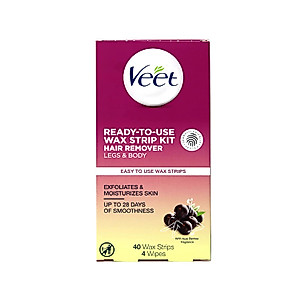 Veet Leg and Body Hair Remover Cold Wax Strips, 40 ct (Pack of 3)