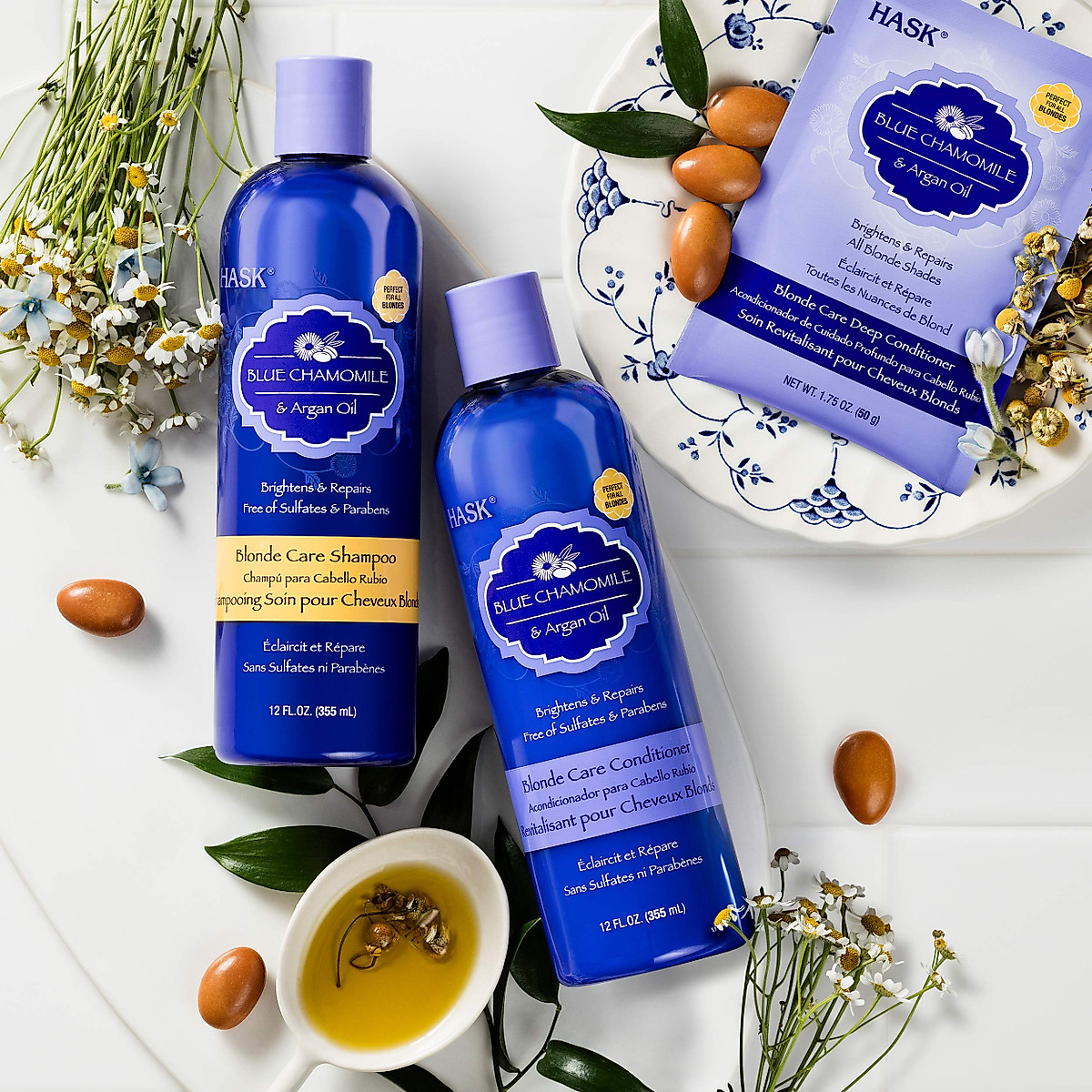 Hask Chamomile & Argan Oil Blonde Care Shampoo, 12 Ounce