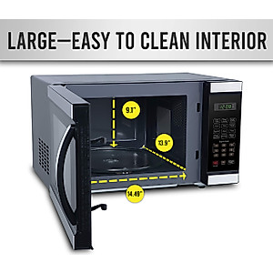 Farberware Countertop Microwave 1000 Watts, 1.1 cu ft - Microwave Oven With LED Lighting and Child Lock - Perfect for Apartments and Dorms - Easy Clean Grey Interior, Stainless Steel