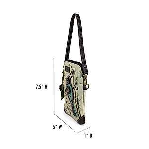 CHALA Canvas Cell Phone Crossbody Purse - Women Multicolor Handbag with Adjustable Strap - Bird - sand