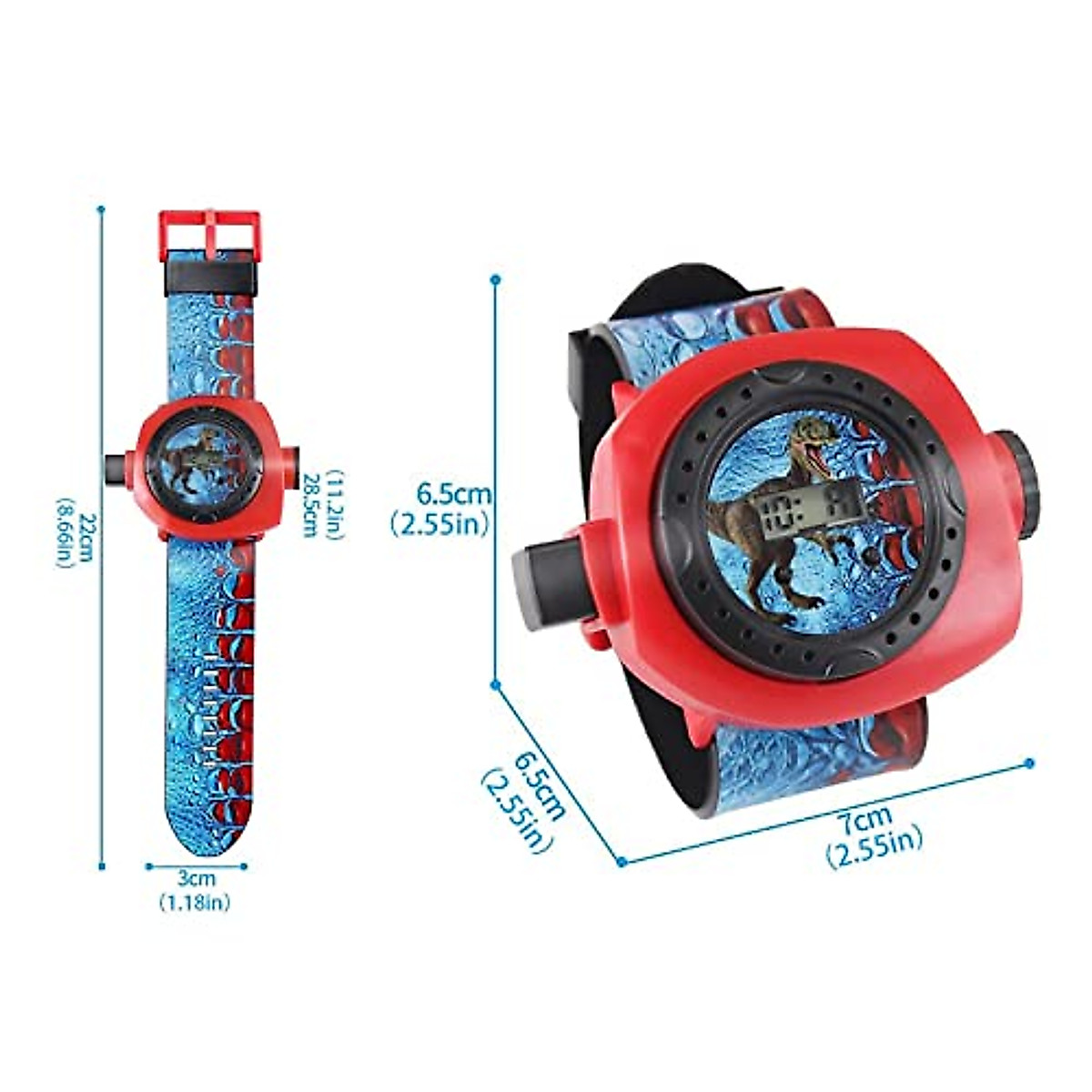 Chenfly Dinosaur Projector Digital Wrist Watch Kids Watch 24 Dinosaur Design Cartoon Watch Projector Funny with Strap Educational Toy Gift