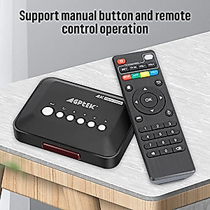 4K@30hz HDMI TV Media Player with HDMI/AV Output, Digital MP4 Player for 14TB HDD/ 512G USB Drive/SD Card/H.265 MP4, with Remote Control for MP3 AVI RMVB MPEG etc