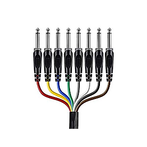Monoprice 8-Channel 1/4 Inch TS Male to 1/4 Inch TS Male Snake 26AWG Cable C/d - 6 Feet with 8 Balanced Mono/Unbalanced Stereo Lines
