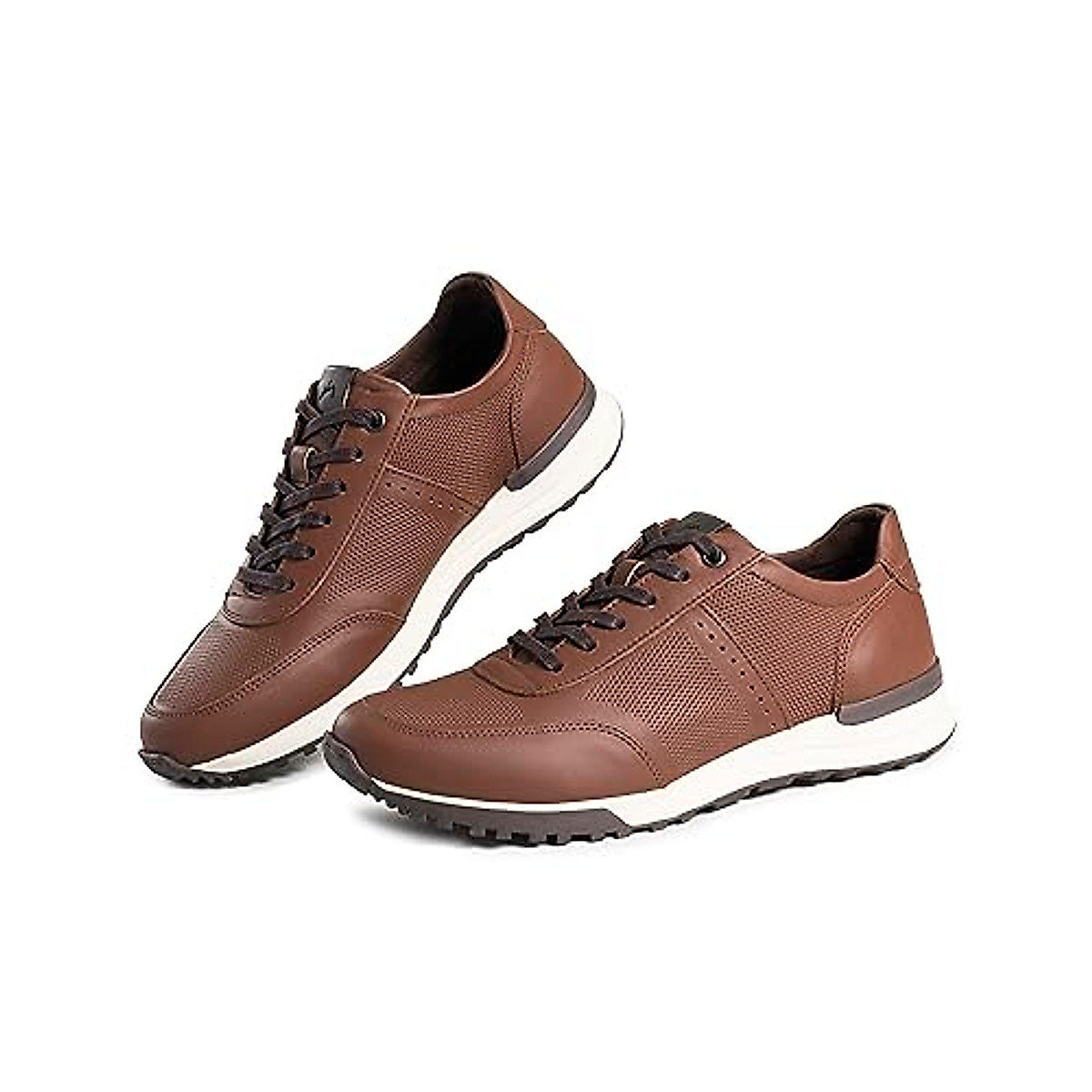 VELEZ 11 Brown Mens Business Casual Sneakers + Top Grain Leather Backpack for Men Black Designer Bookbag Business Casual Shoulder Bag