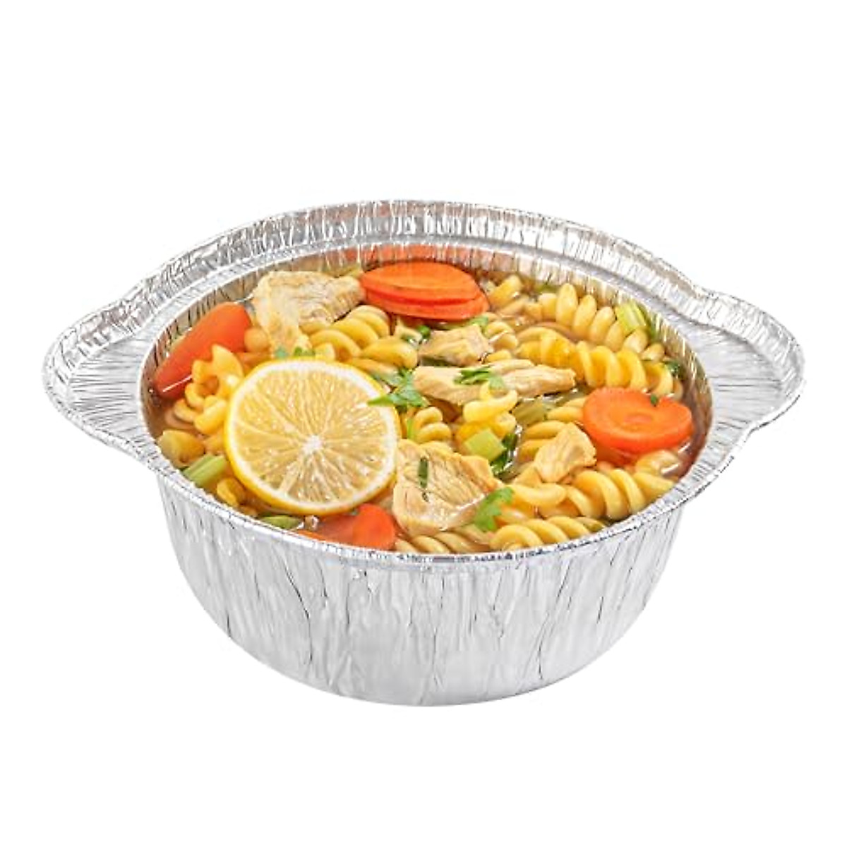 Foil Lux 34 Ounce Pans And Lids, 10 Disposable Pots With Lids - Oven-Ready, Stove Compatible, Aluminum Foil Baking Pans, Freezable, For Outdoor Camping, Vacation, Picnic, And More - Restaurantware