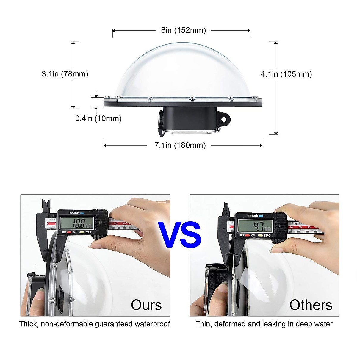 SOONSUN Dome Port for GoPro Hero 12 11 10 9 Black 45M Waterproof Dome Port Lens with Housing Case for GoPro Hero 9 10 11 12 Black Camera Underwater Photograhpy Accessories