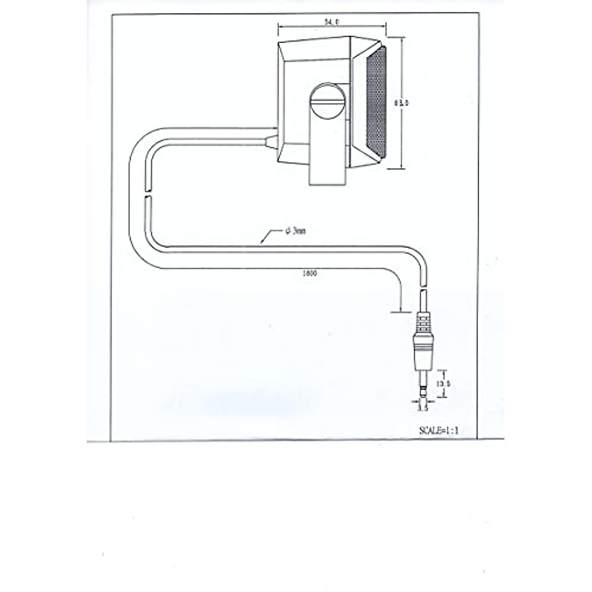 Anteenna TW-09-STRAIGHT Type CB EXTENAL Speaker for Mobile Transceiver (Ham Radio/CB Radio) with Swivel Bracket 5W 1.8M Cable with 3.5mm Mono Straight Type Plug