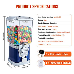 VEVOR Vending Machine, Classic Gumball Bank, Huge Load Capacity Candy Gumball Machine, Mini Vending Machines, Gumball Dispenser Machine for Kids, Perfect for