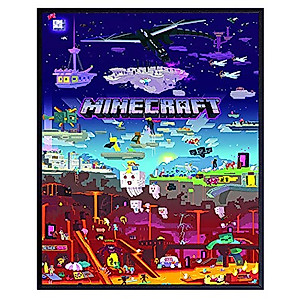 Minecraft Poster - 8x10 Minecraft Wall Decor - Minecraft Party Decorations - Cool Unique Gift for Boys, Men, Gamer, Video Game, Arcade Games, Xbox, Nintendo, Gaming Fan - Game Room Decor
