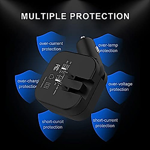 USB Wall Car Charger Combo, 2.1A 2 in 1 Dual Port USB Car Travel Charger Adapter Foldable Plug Compatible iPhone 13 12 11 Pro Max XS 8 7 6 Plus iPad Samsung Galaxy S21 S20 S10 S9 HTC LG Pixel Kindle