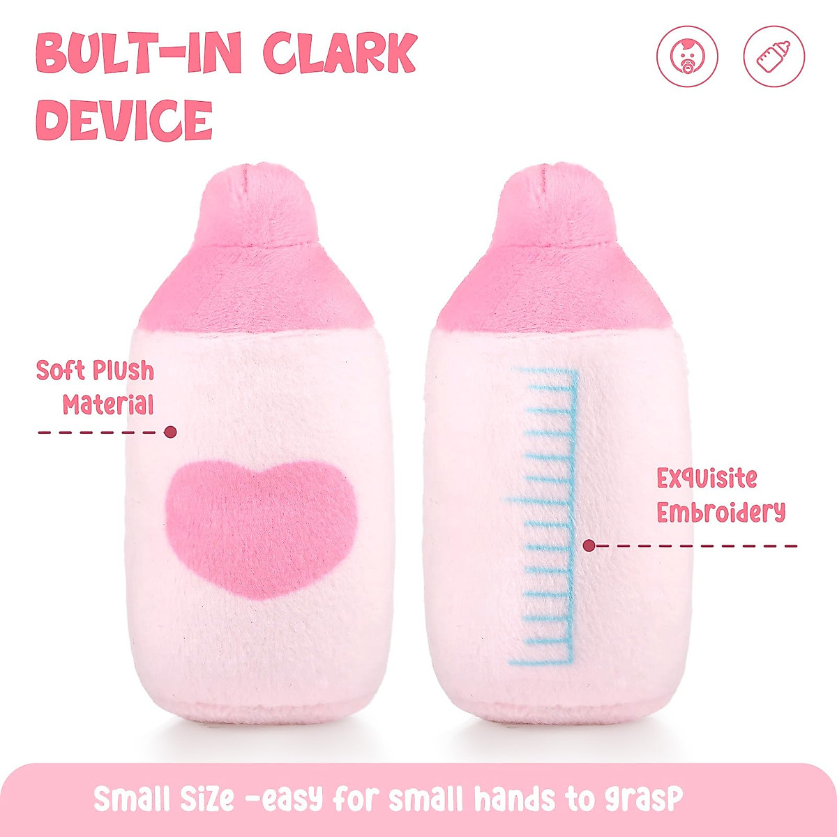 GAGAKU Lovely Baby Doll 12 inch, Soft Plush Doll for Girls Stuffed Huggable Doll Rag Cuddly Doll with Magic Magnetic Pacifier Simulated Baby Bottle for Kids