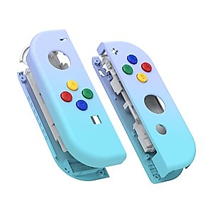 eXtremeRate DIY Replacement Shell Buttons for Nintendo Switch & Switch OLED, Gradient Violet Blue Housing Case with Corlorful Button for Joycon Handheld Controller [Only The Shell, NOT The Joycon]