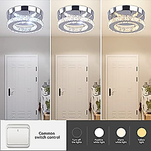 diisunbihuo Modern Mini Led Crystal Chandelier Semi Flush Mount Crystal Pendant Ceiling Light for Bedrooms Dinning Rooms Hallway (Multicolor)
