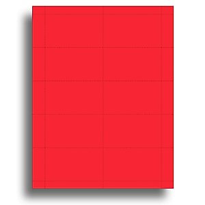 Colored Business Cards - 25 Sheets / 250 Business Cards - Inkjet & Laser - 10 per Sheet (Red)