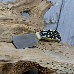 WHISKEY BENT HAT CO. Bullcutter 5 Fixed Blade 440C Stainless Steel 6.5" Overall Length w/Leather Sheath (Burnt Bone)