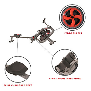 Sunny Health & Fitness Phantom Hydro Water Rowing Machine - SF-RW5910, Silver