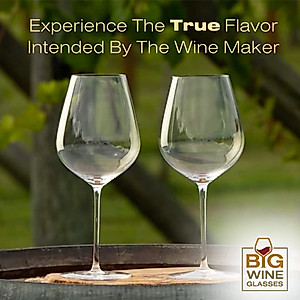 Big Wine Glasses | Set of 2 I Giant Oversized Full Bottle Wine Glasses I Large Red & White Wine Glass with Stem I Ultra Premium, Hand Blown Crystal | Imperial 34 Ounces