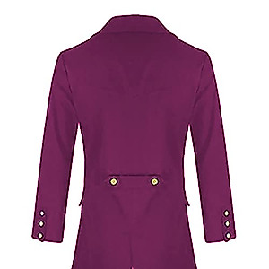 JDHUFEI Mens Gothic Costume Vintage Halloween Coat Long Sleeve Button Down Tailcoat Lapel Medieval Ball Gown Cosplay Clothes