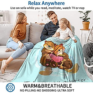 Cute Sea Otter Love You a Lotter Throw Blanket Soft Cozy Warm Blanket Fleece Flannel Blanket for Couch Bed Sofa 50"x40"