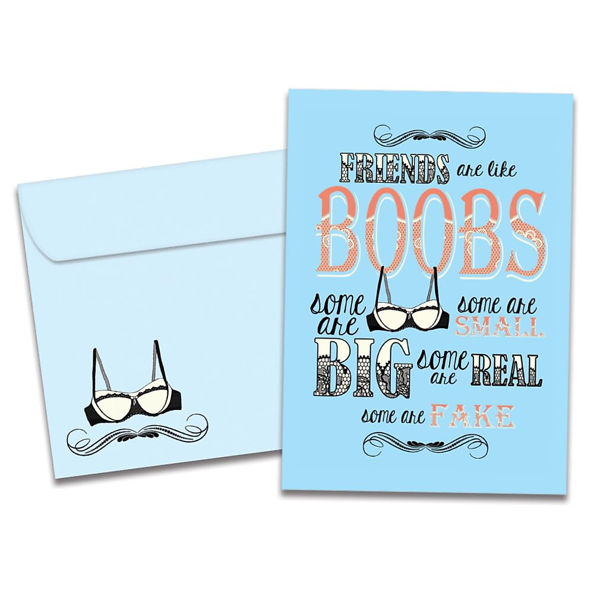 Tree-Free Greetings - Humorous Birthday Cards - Artful Designs - 1 Card + Matching Envelopes - Made in USA - 100% Recycled Paper - 5"x7" - Boob Friends (GO61265)