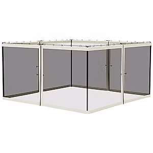 Outsunny 13' x 13' Replacement Mesh Sidewall Netting for Patio Gazebos and Canopy Tents with Zippers (Sidewall Only), Cream