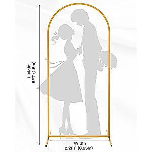 Wedding Arch Backdrop Stand,Gold Metal Door Arched Backdrop Frame Arches Backdrop Stand for Wedding Birthday Graduation Anniversary Celebration Opening Ceremony(5x2FT)