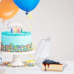 200 Pcs Transparent Cake Slice Containers Plastic Containers with Lids 5“ Clear Medium Hinged Lid Cheesecake Pie Container Disposable to Go Box Food Containers for Take Out Packaging
