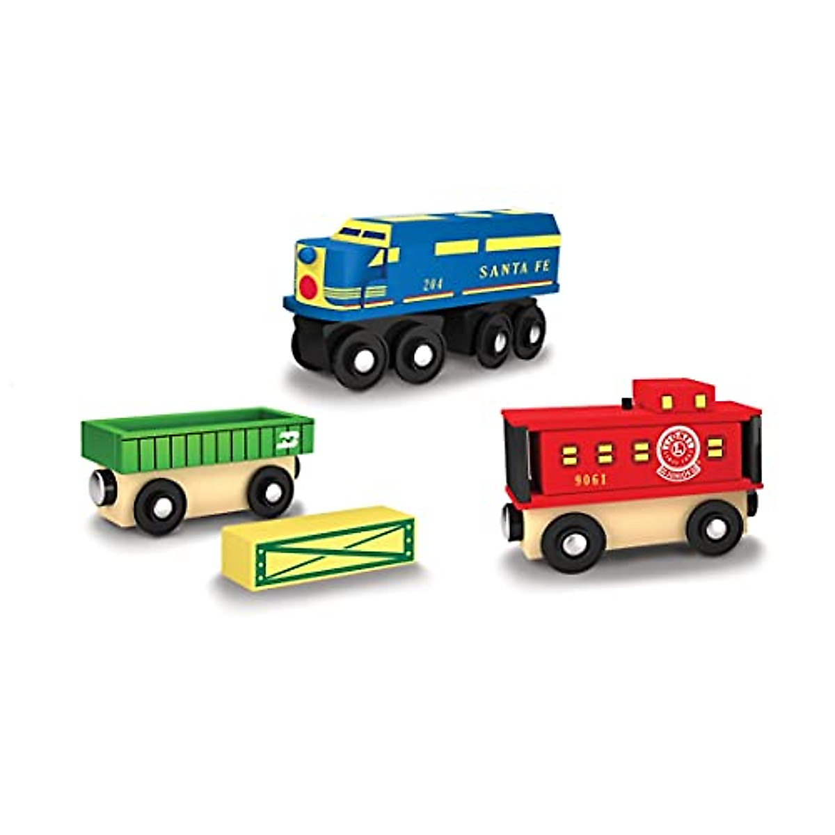 MasterPieces Wood Train Sets - Lionel Santa Fe Cargo 3 Piece Train Set - Officially Licensed Toddler & Kids Toy