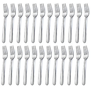 24 Pieces Dinner Forks, Pleafind Forks Silverware, 7.1 Inches Silverware Forks, Stainless Steel Forks, Mirror Polished Forks Silverware Set, Forks Use for Home, Kitchen or Restaurant, Dishwasher Safe