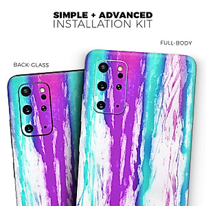 DesignSkinz Running Purple and Teal Watercolor Paint Protective Vinyl Decal Wrap Skin Cover Compatible with The Samsung Galaxy S20 (Screen Trim & Back Glass Skin)