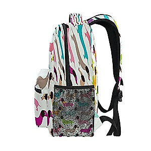 ALAZA Colorful Dachshund Puppy Pug Dog Travel Laptop Backpack Business Daypack Fit 15.6 Inch Laptops for Women Men
