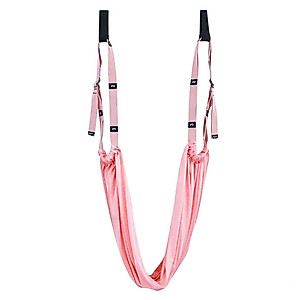 Yoga Stretching Strap, Adjustable Height Leg Stretcher Waist Back Stretch Band Aerial Yoga, Anti-gravity Inversion Exercises Door Flexibility Tensile Trainer for Rehab Pilates Dance Splits (Pink)