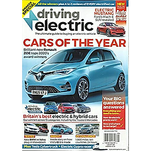 DRIVING ELECTRIC MAGAZINE, CARS OF THE YEAR JANUARY - MARCH, 2020 PRINTED UK
