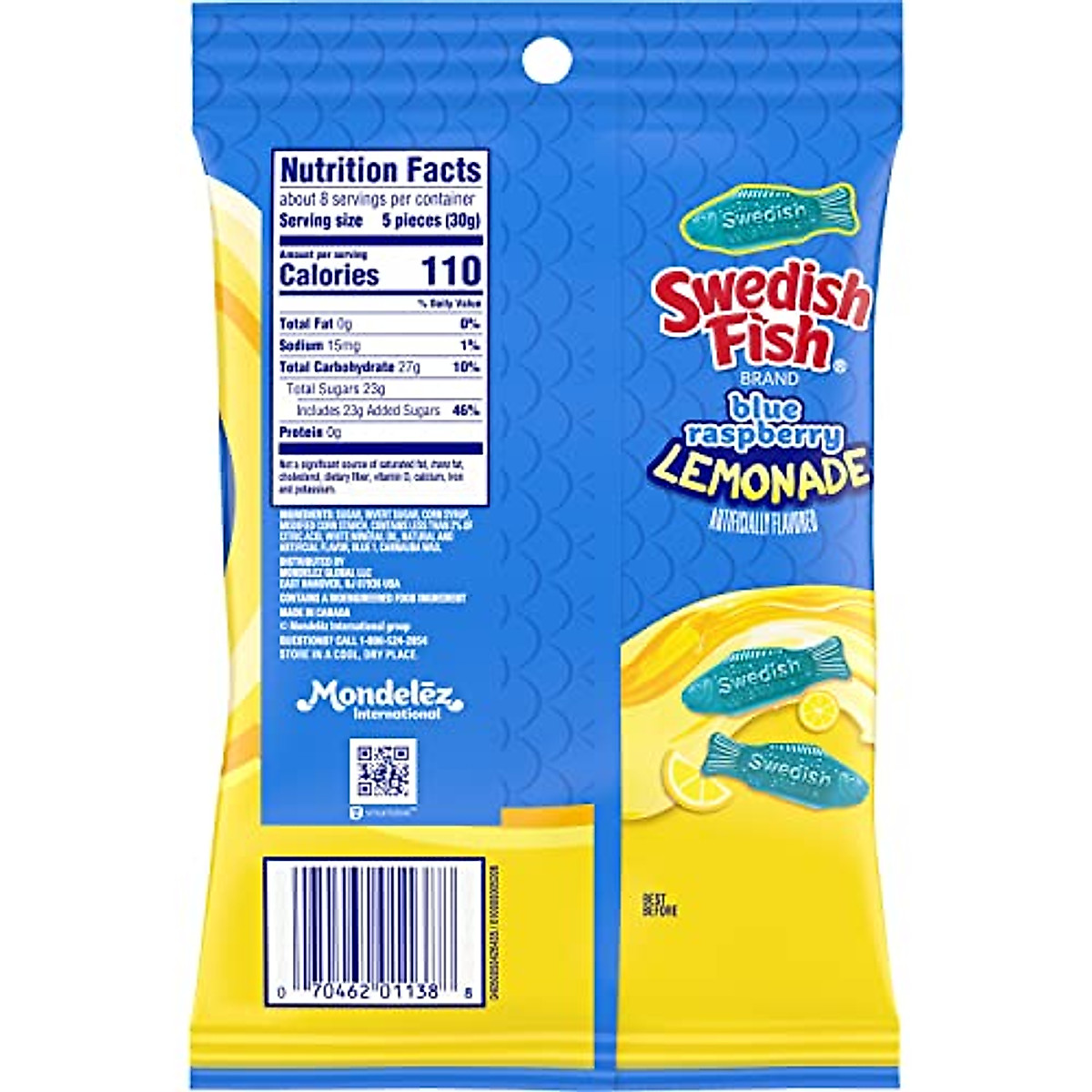 SWEDISH FISH Blue Raspberry Lemonade Soft & Chewy Candy, Bulk Candy, 12-8.04 oz Bags