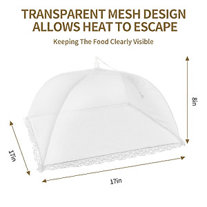 NEPAK 6 Large and Tall Food Covers, 17"x17" Food Tents Food Covers for Outdoors,Pop-up Mesh Food Covers Nets for Outside,Screen Tents,Parties Picnics, BBQ,Reusable and Collapsible