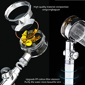 cdbz Handheld Turbocharged Pressure Propeller Driven Spinning Shower Head, 360 Rotation, ABS Material, Modern Style, 3 Settings