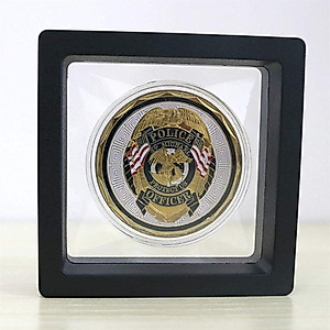 Set of 2 Challenge Coins Display Stand, 3D Floating Clear Case, Jewelry, Specimen, Military Medal Holder Frame