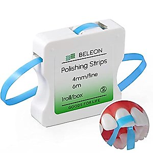 BELEON Dental Polishing Strips - Tooth Polisher Dental File for Teeth Sanding Grinding Deep Teeth Cleaning Tool Tooth Polish Abrasive Strip Oral Care Cleaning Tool - Fine 1 Roll 4mm x 6M